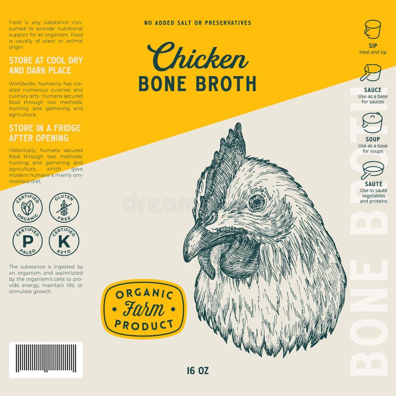 Poultry Bone Broth Label Template. Abstract Vector Food Packaging ...