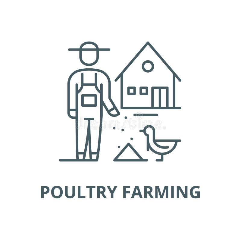 Poultry Farming Vector Line Icon, Linear Concept, Outline Sign, Symbol ...