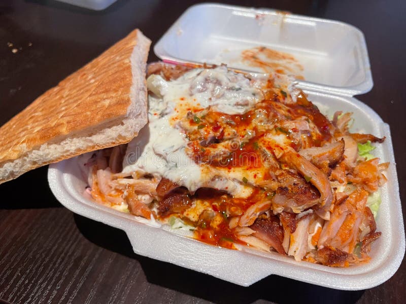 Poultry Kebab Box with Salad and Flatbread Stock Image - Image of ...