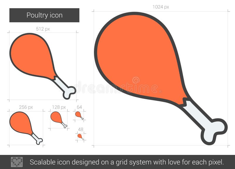 Poultry line icon. stock vector. Illustration of drumstick - 82899593