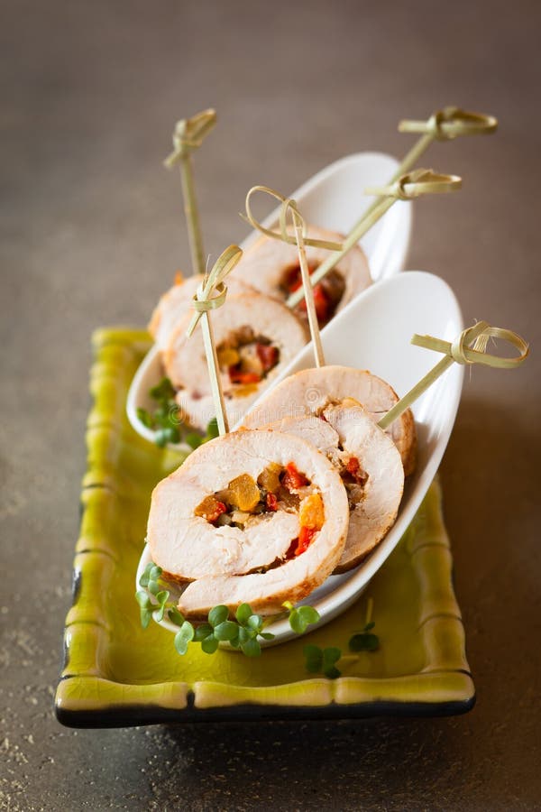 Poultry Roulade Filled with Vegetables Stock Image - Image of roasted ...