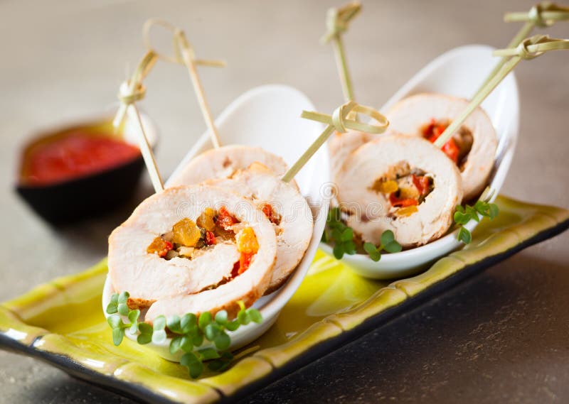 Poultry Roulade Filled with Vegetables Stock Image - Image of meat ...