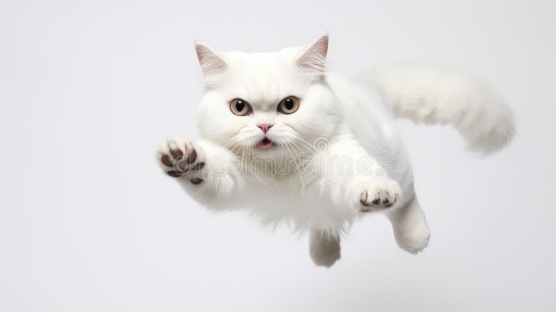 Pouncing Angry Cat White Background Stock Illustration - Illustration ...