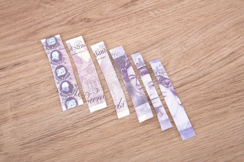 Pound Banknotes Cut into Strips Editorial Stock Photo - Image of ...