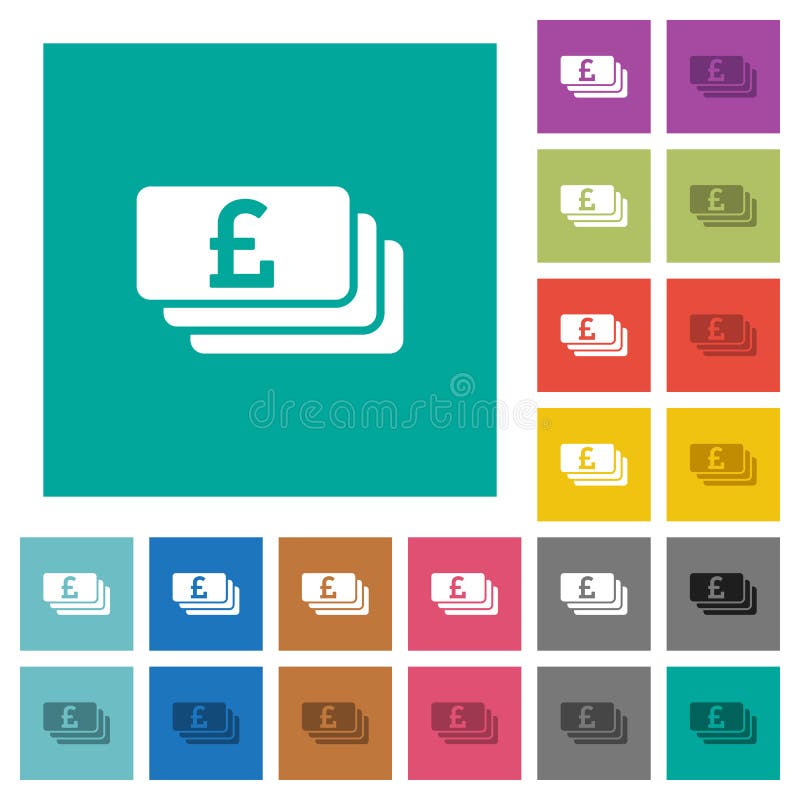 Pound Banknotes Square Flat Multi Colored Icons Stock Vector ...