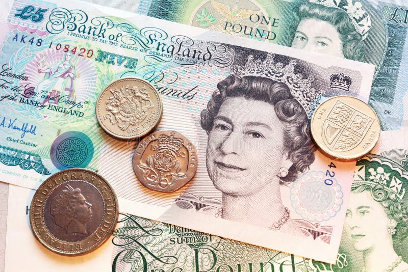 Pound, coin and banknote editorial stock image. Image of sell - 57571684