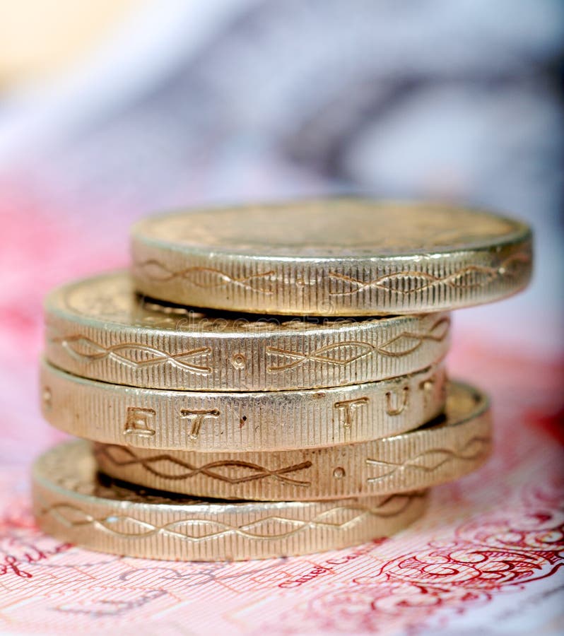 Pound coin stack stock image. Image of economy, money - 11531627