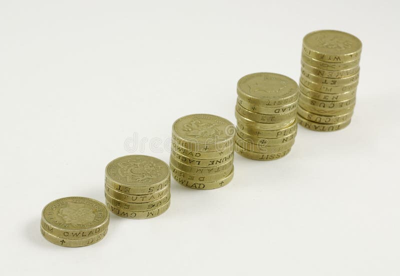 British Gold Pound Sterling Coins in a Stack Stock Image - Image of ...