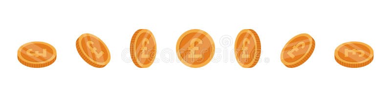 Pound Coins. Rotation of Icons at Different Angles for Animation Stock ...