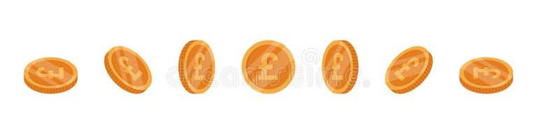 Pound Coins. Rotation of Icons at Different Angles for Animation Stock ...