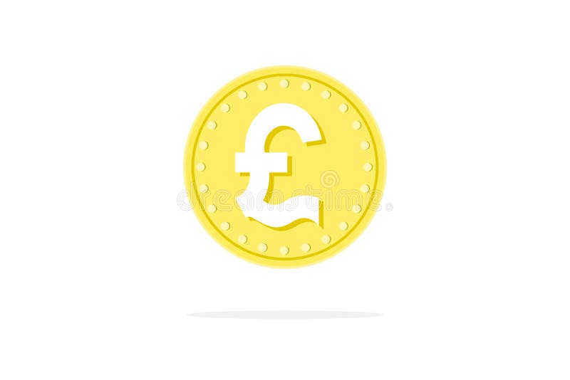 Pound Currency Coin Yellow Icon Isolated on White Stock Vector ...