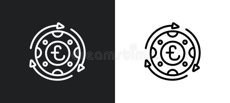 Pound Currency Outline Icon in White and Black Colors. Pound Currency ...