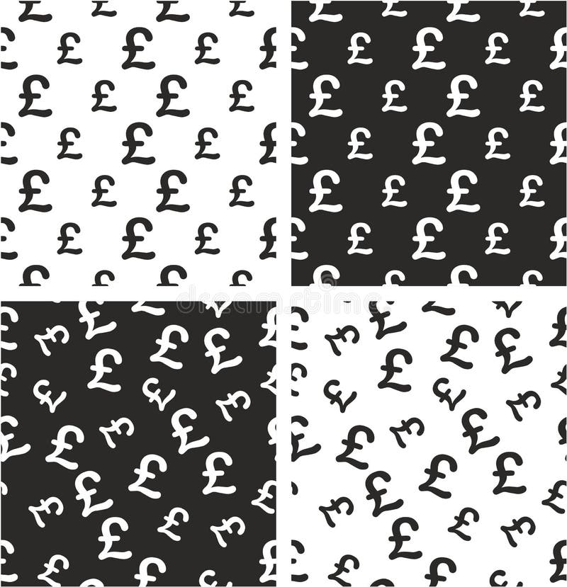 Pound Currency Sign Big & Small Aligned & Random Seamless Pattern Set ...