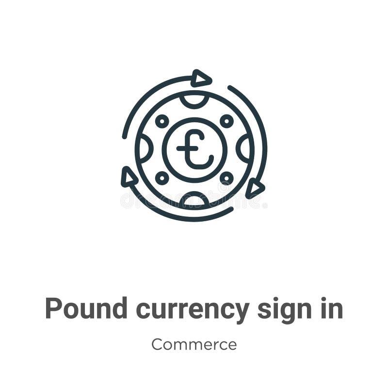 Pound Currency Sign in Counterclockwise Circle of Arrows Outline Vector ...