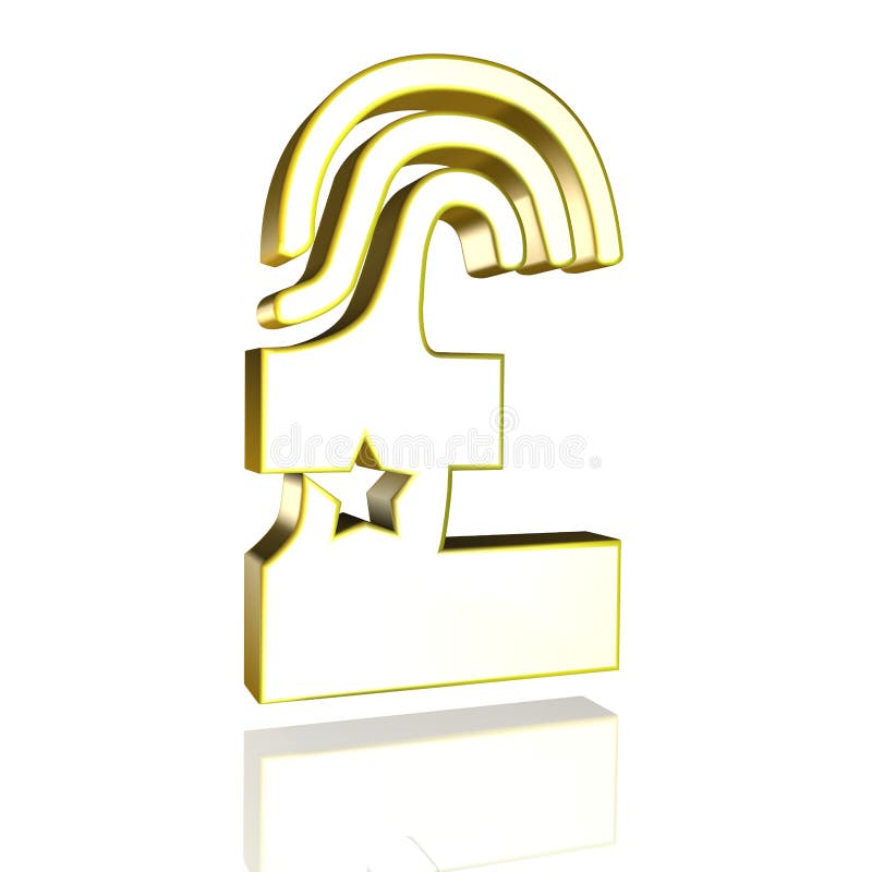 Pound Currency Symbol in Yellow, Gold on a White Background As a 3D ...