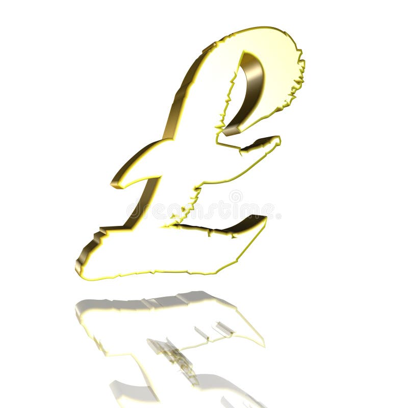 Pound Currency Symbol in Yellow, Gold on a White Background As a 3D ...