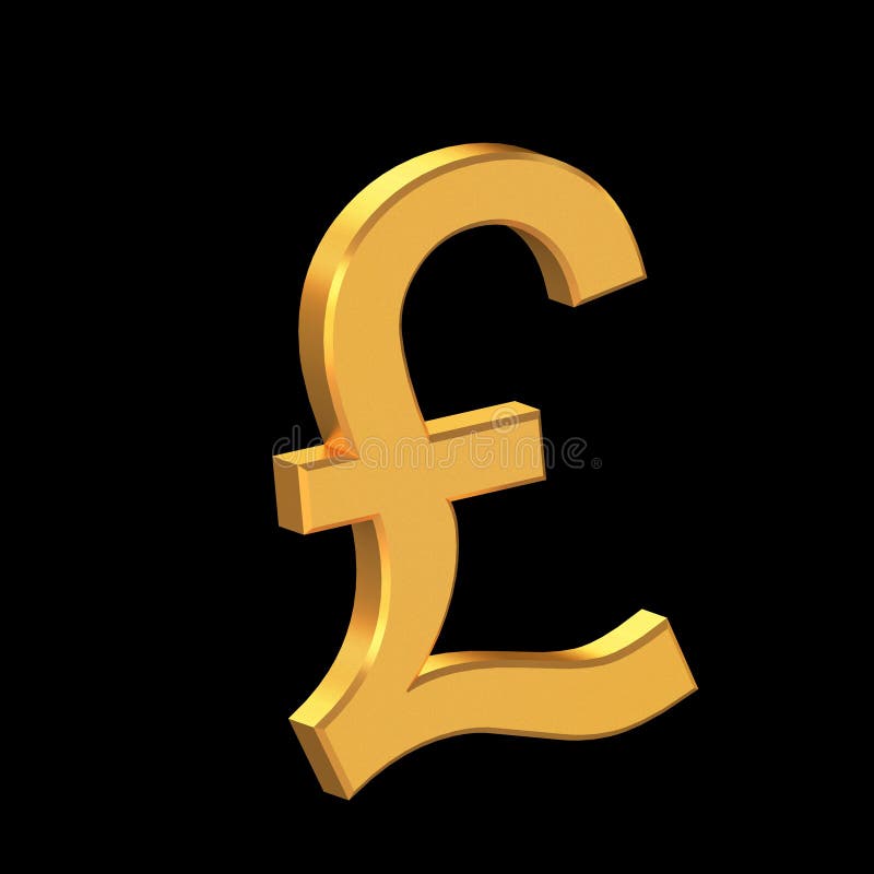 Pound 3D Icon Isolated on Black Background, Gold Texture Stock Photo ...