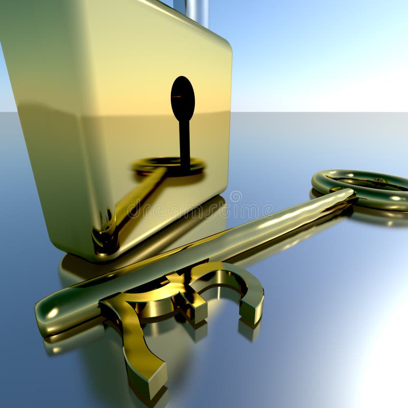 Pound Key with Padlock stock illustration. Illustration of growth ...