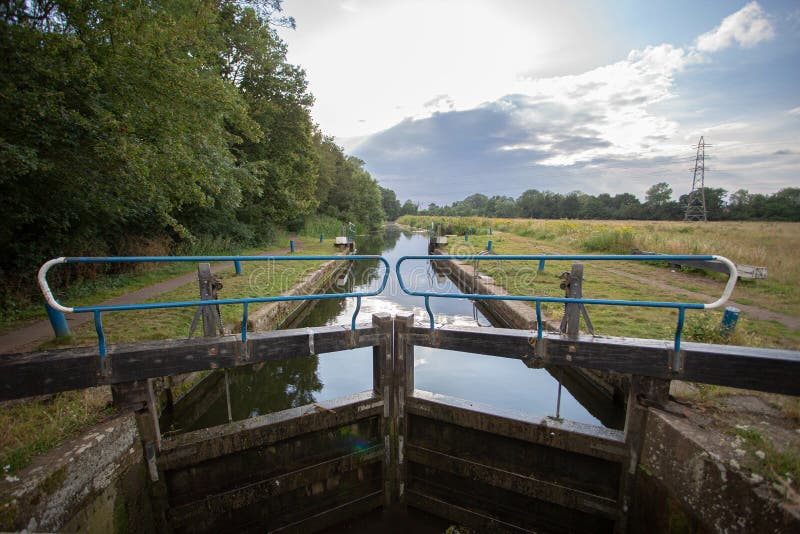 Pound Lock on a River Surrounded by Greenery in the Countryside in ...
