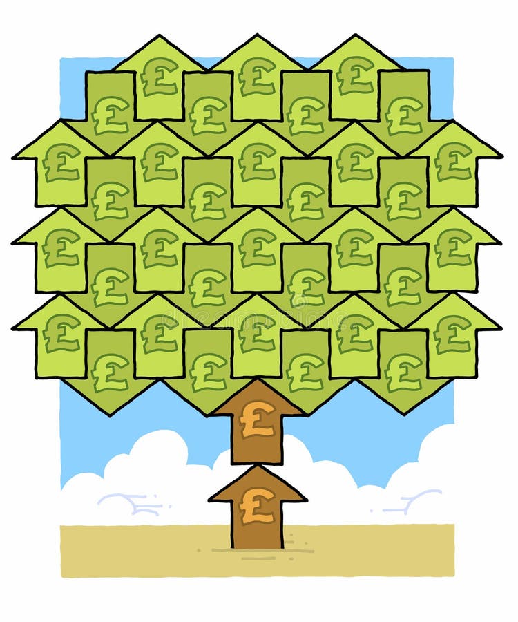 Stylised Money Tree British Pound Bank Notes Stock Photo - Image of ...