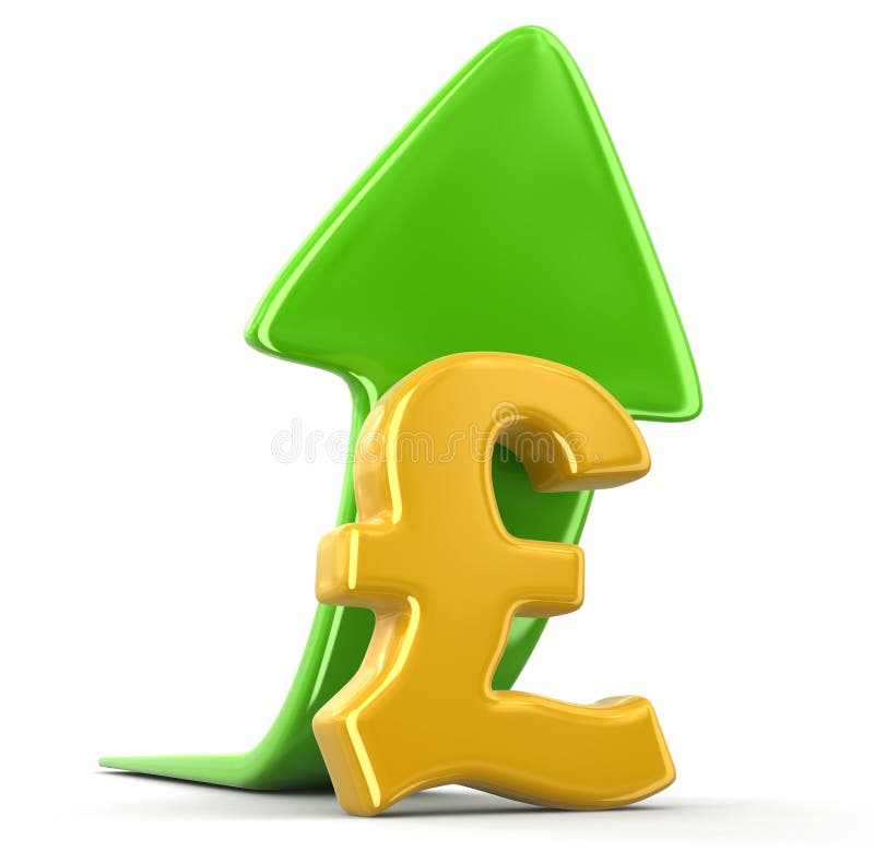 Pound sign with arrow up stock illustration. Illustration of savings ...
