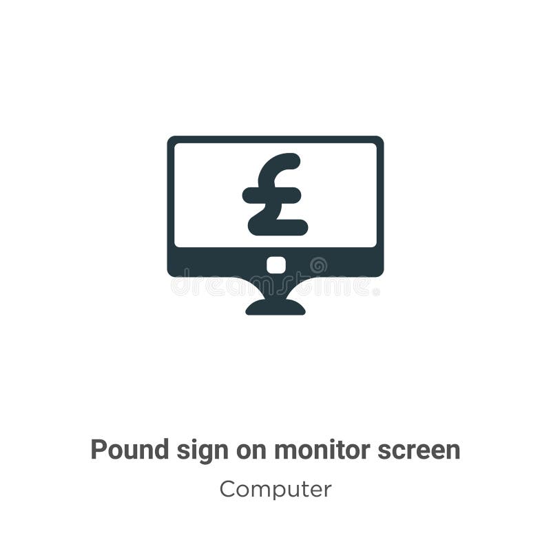 Pound Sign on Monitor Screen Vector Icon on White Background. Flat ...