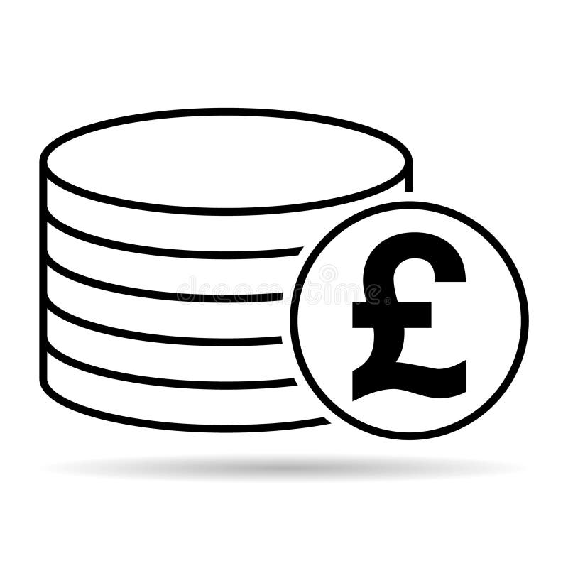 Pound Stack Shadow Coin, Flat Icon Money Design, Cash Sign Vector ...