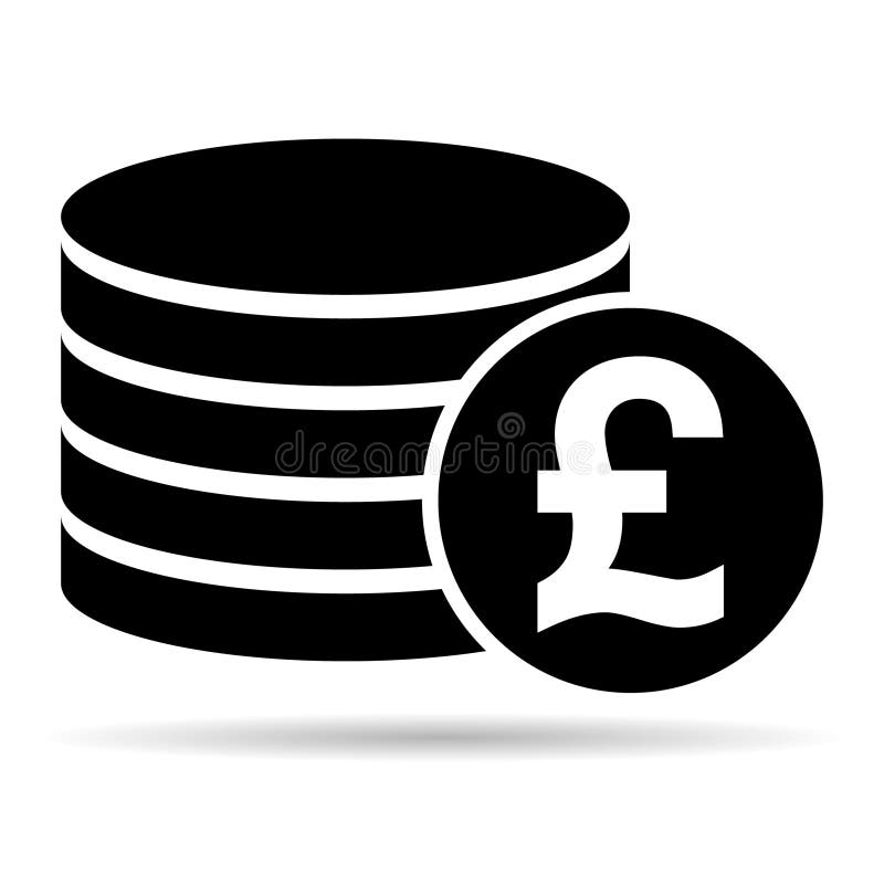 Pound Stack Shadow Coin, Flat Icon Money Design, Cash Sign Vector ...