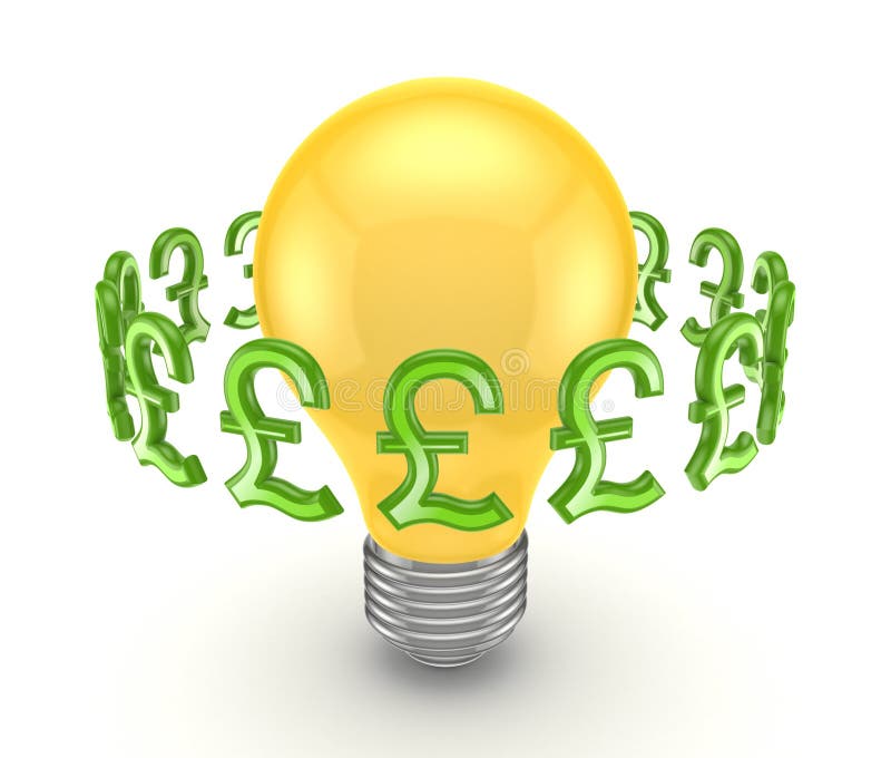 Pound Sterling Signs Around Yellow Lamp. Stock Image - Image of lamp ...