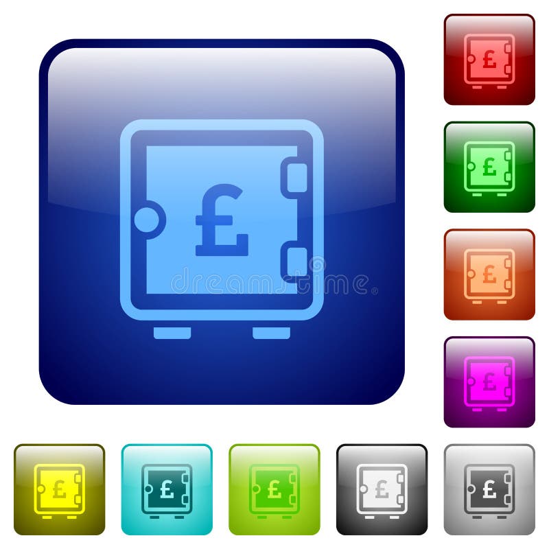 Pound Strong Box Color Square Buttons Stock Vector - Illustration of ...