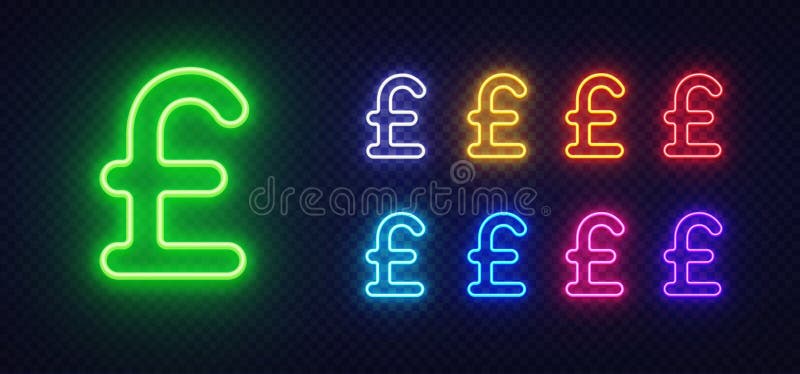 Pound Symbol Glowing in Neon Light with Multiple Color Versions beside ...