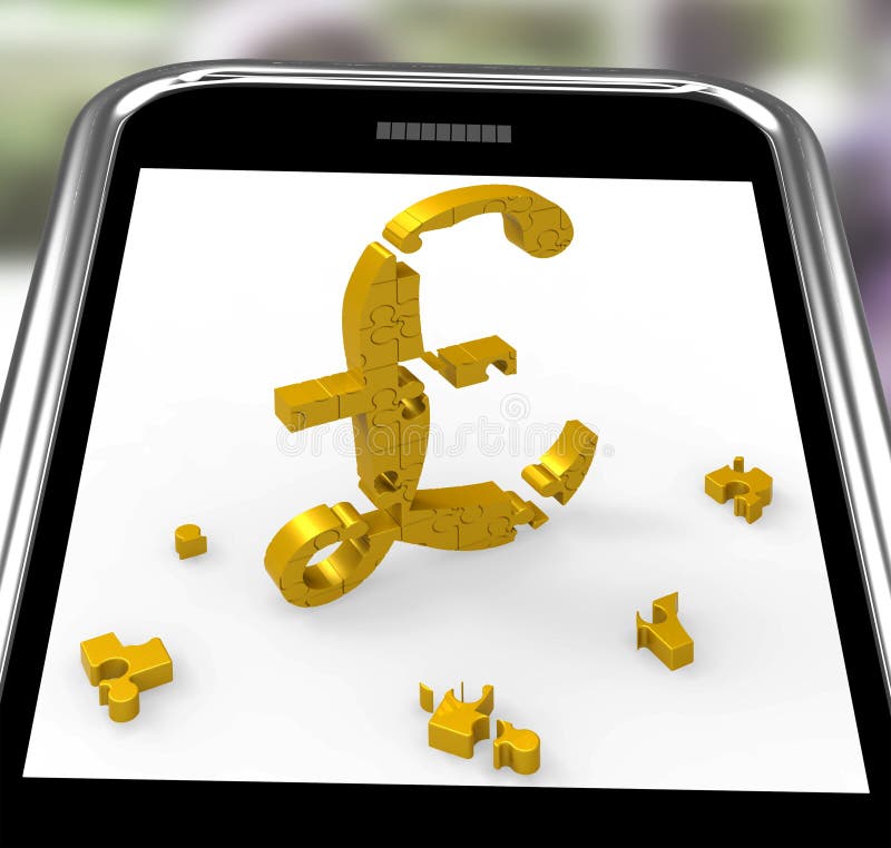 Pound Symbol on Smartphone Shows Britain Currency Stock Illustration ...