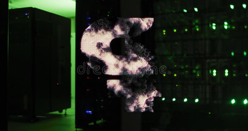 Pound Symbol Spinning Against Computer Server Room in Background Stock ...