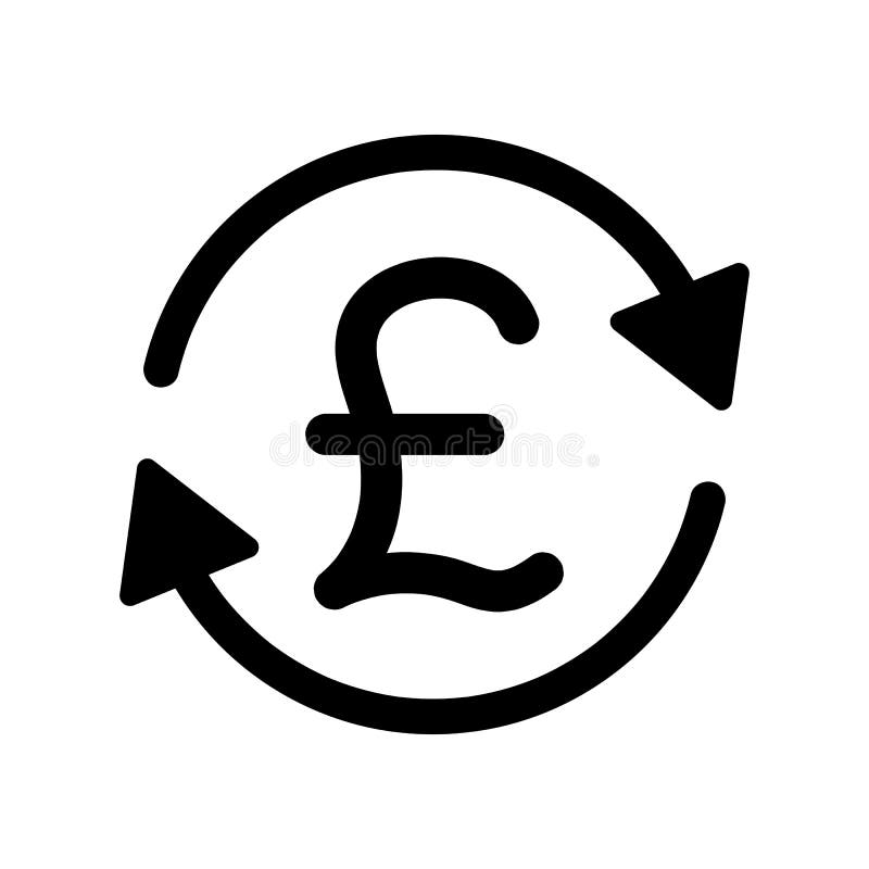 Pound Unit of Sterling Sign with Circle of Arrows, Black Filled Vector ...