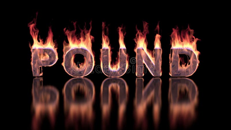 Pound Word Burning in Flames on the Glossy Surface, Financial 3D ...