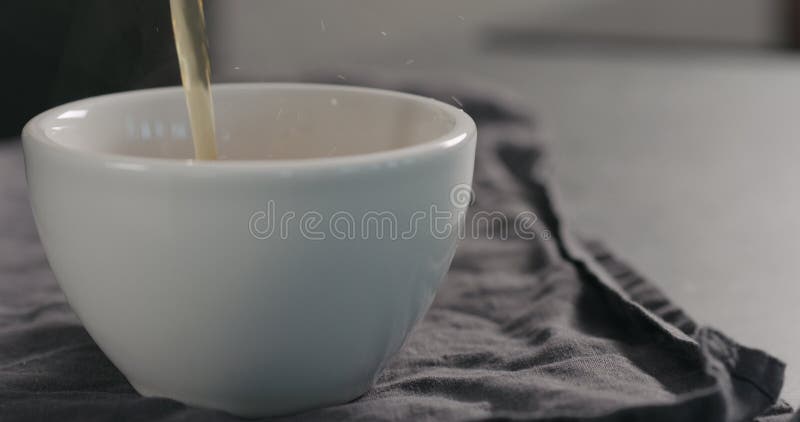 Pour Black Tea in White Cup Closeup with Copy Space Stock Photo - Image ...
