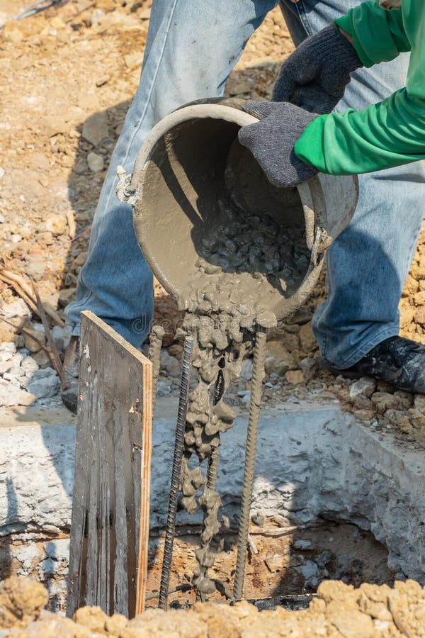 Pour Concrete into Foundation Piles Stock Image - Image of construction ...