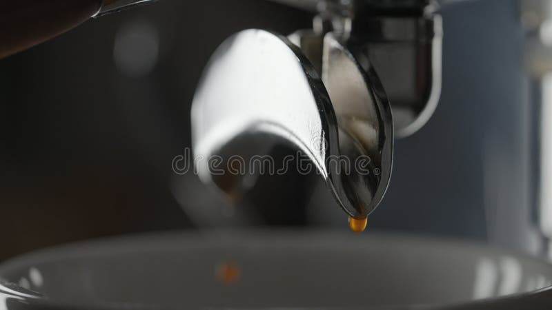 Pour Double Espresso with Professional Coffee Machine Stock Photo ...