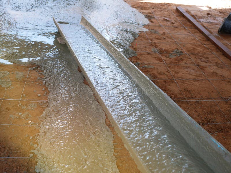 Pour the Finished Cement in a Medium Area Stock Image - Image of jobs ...