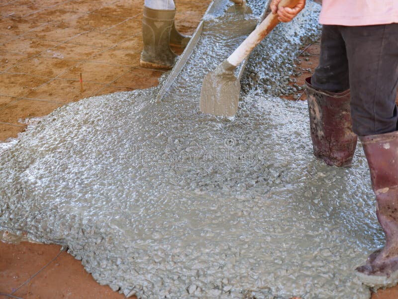 Pour the Finished Cement in a Medium Area Stock Image - Image of ...