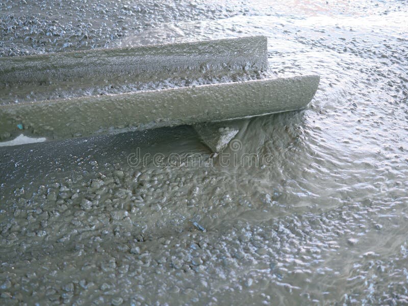 Pour the Finished Cement in a Medium Area Stock Image - Image of heavy ...