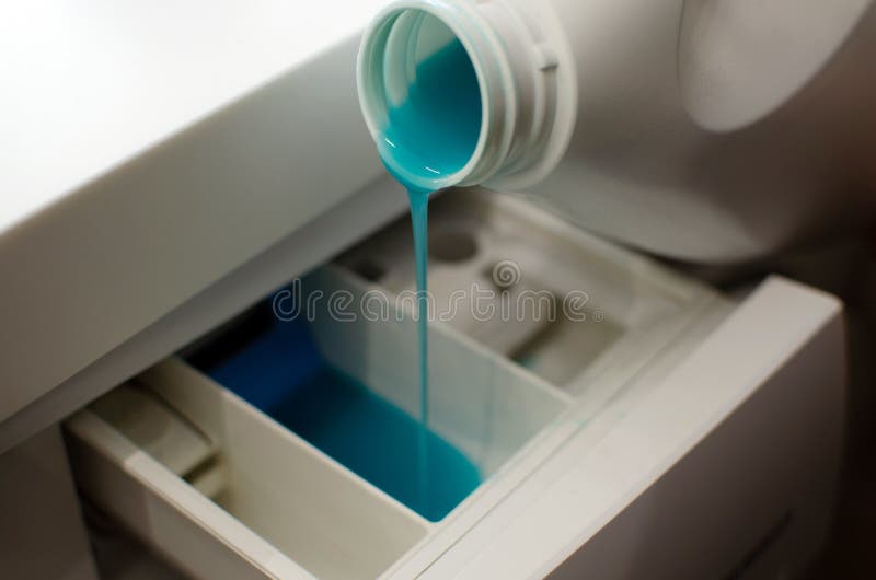 Pour Gel for Washing into Washing Machine, White Bottle with Blue Gel ...