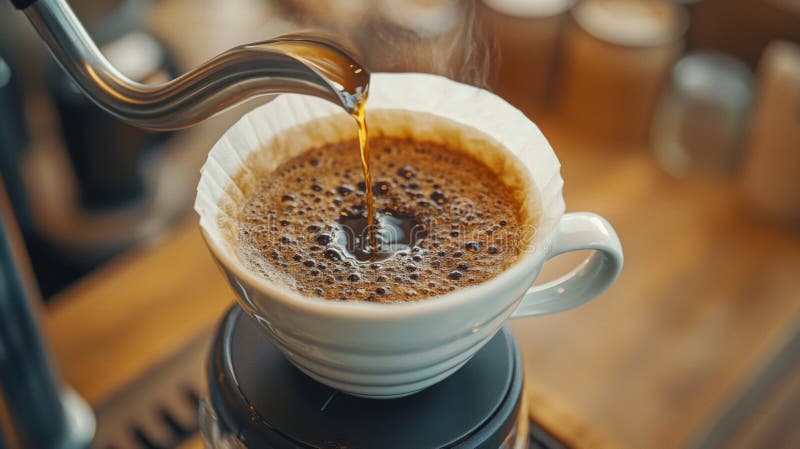 Pour Over Coffee Brewing Process in Action Stock Illustration ...