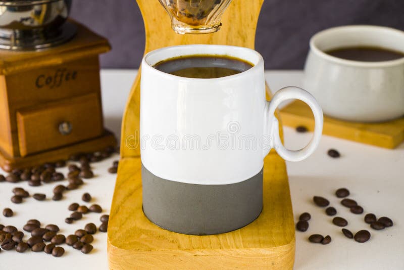 Pour Over Coffee Maker, Coffee Cup and Mug Stock Photo - Image of glass ...