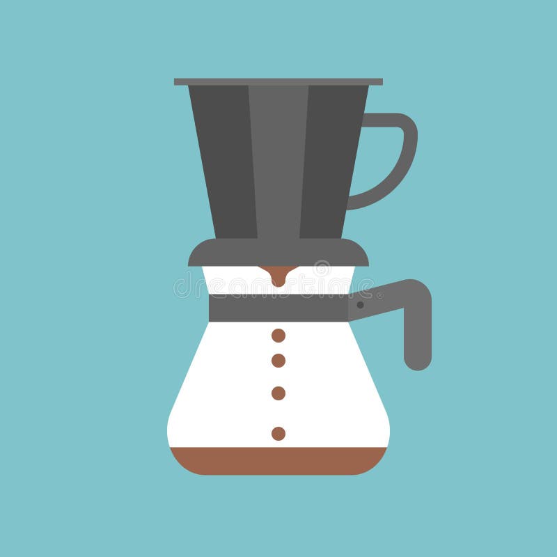 Pour over coffee maker stock vector. Illustration of flat - 112329687