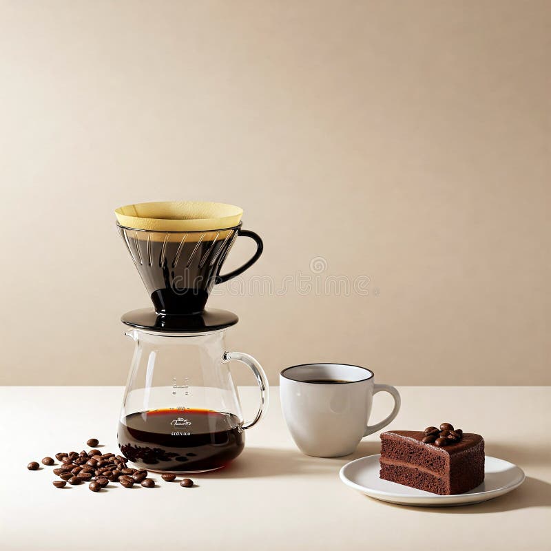 Pour-Over Coffee Setup - AI Stock Illustration - Illustration of ...