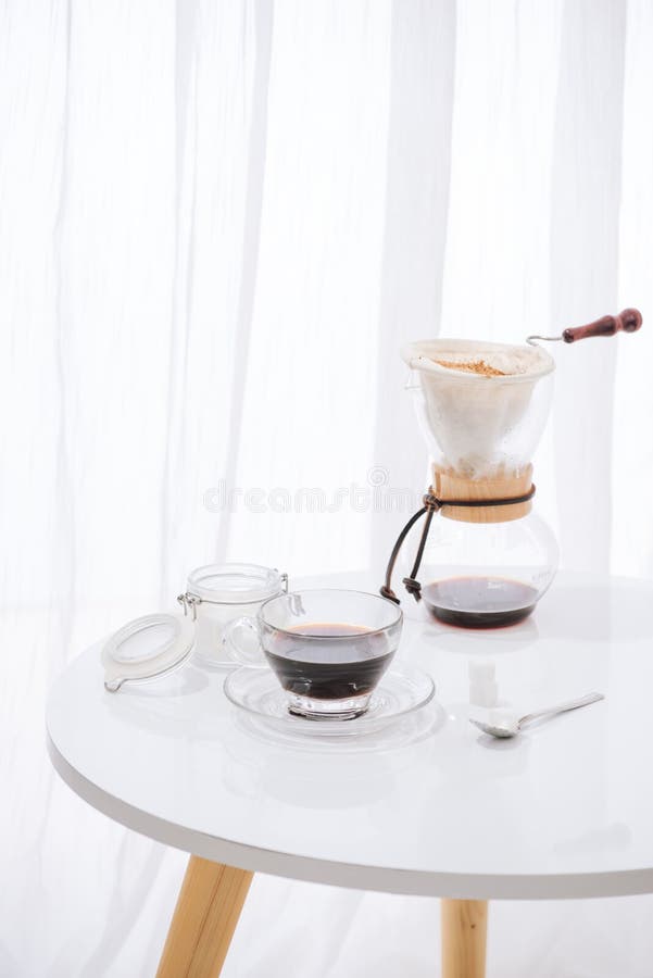 Pour Over Drip Process Coffee in Retro Filter Effect with Copy Space ...