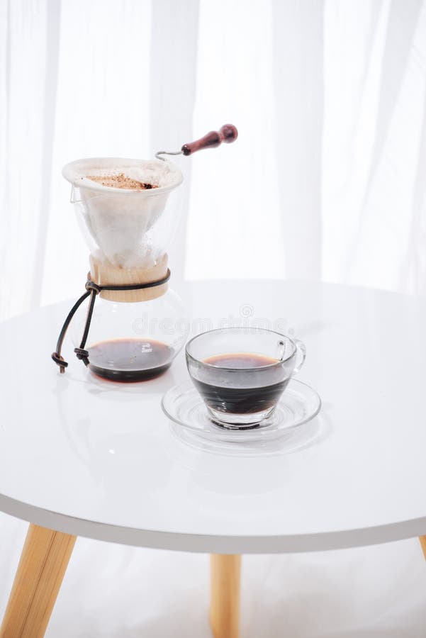 Pour Over Drip Process Coffee in Retro Filter Effect with Copy Space ...