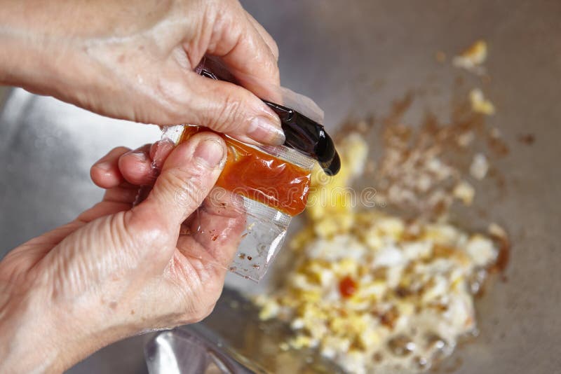 Pour the sauce stock photo. Image of ketchup, recipe - 50405100