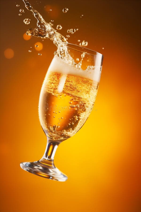 Alcohol Drink Bubble Cold Splash Background Foam Celebrate Glass ...